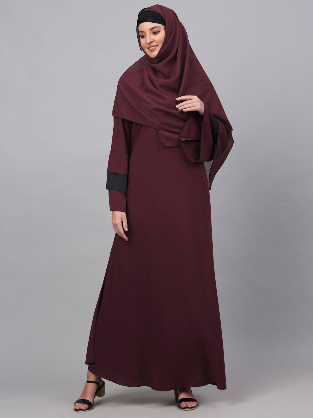 Klotthe Women Maroon Embellished Burqa With Scarves – KLOTTHE®