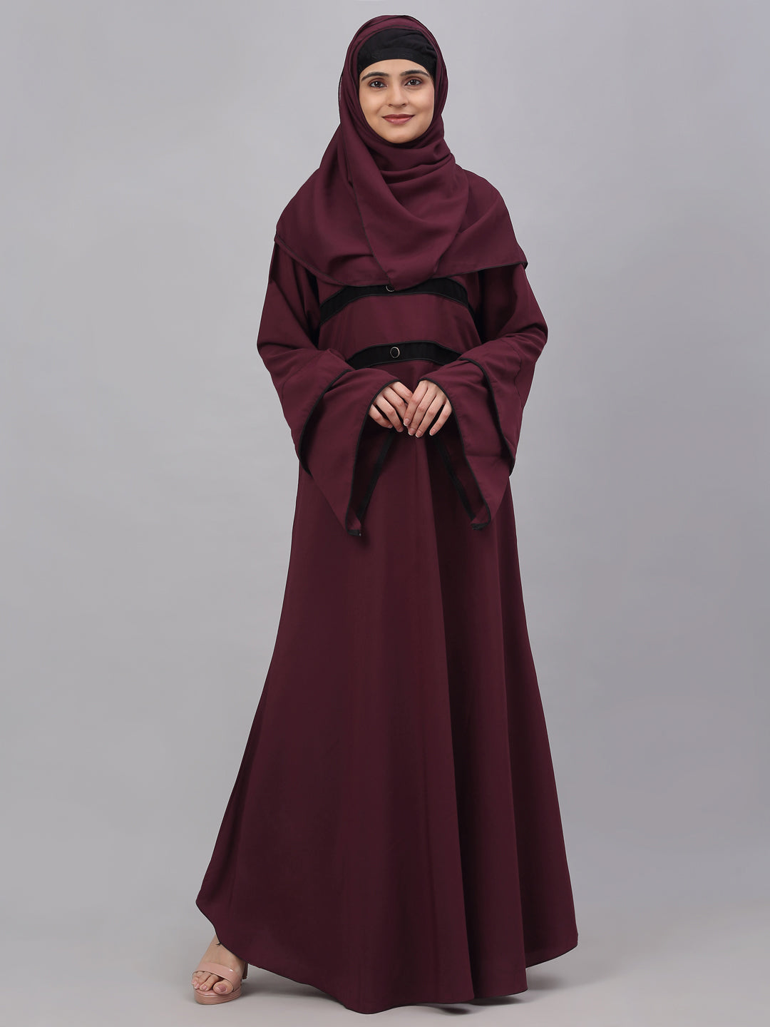 Klotthe Women Maroon Embellished Burqa With Scarves – KLOTTHE®