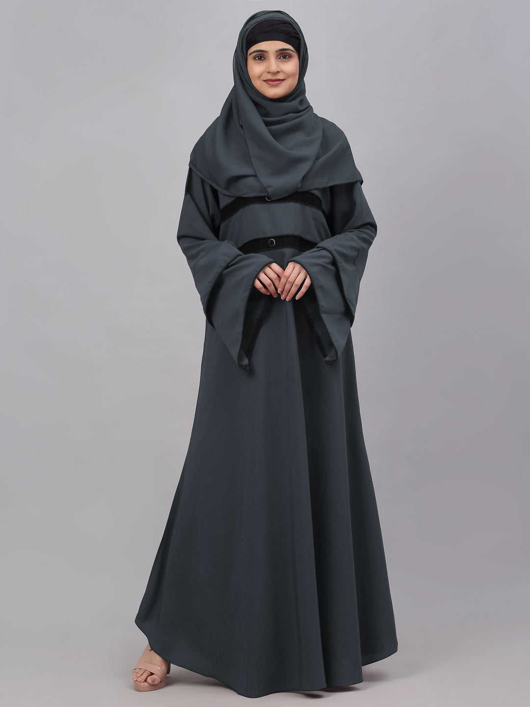 Klotthe Women Grey Embellished Burqa With Scarves – KLOTTHE®