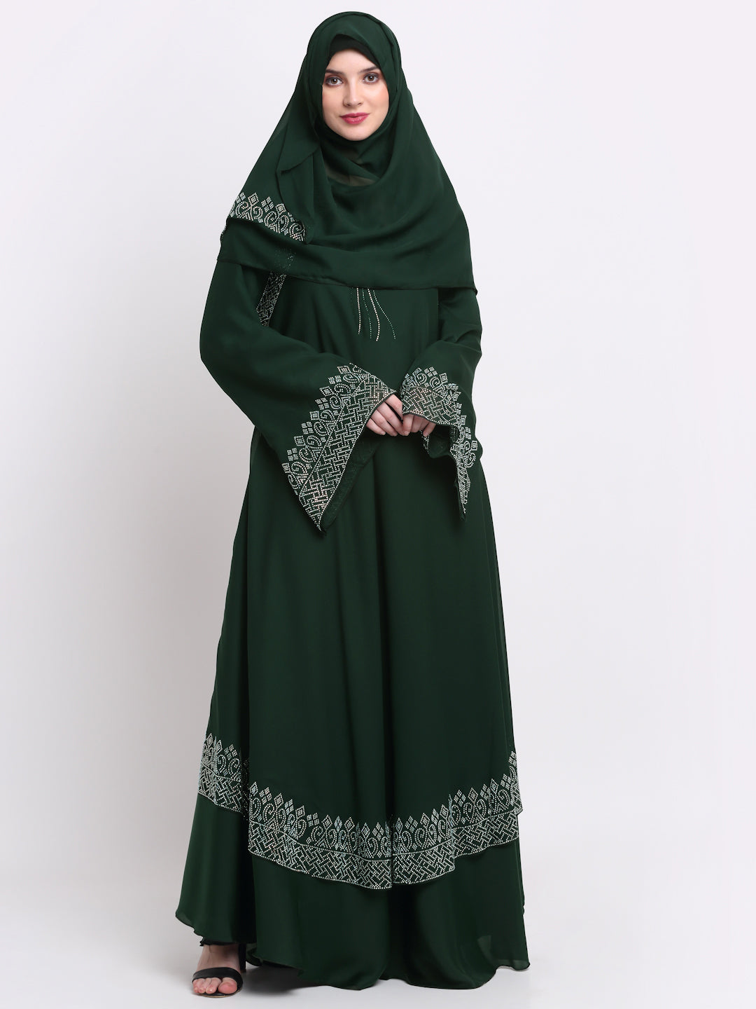 Klotthe Women Green Embellished Burqa With Scarves – KLOTTHE®
