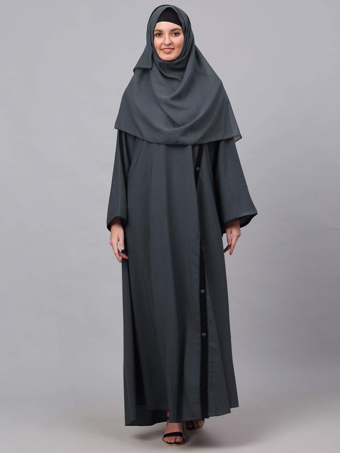 Klotthe Women Grey Embellished Burqa With Scarves – KLOTTHE®