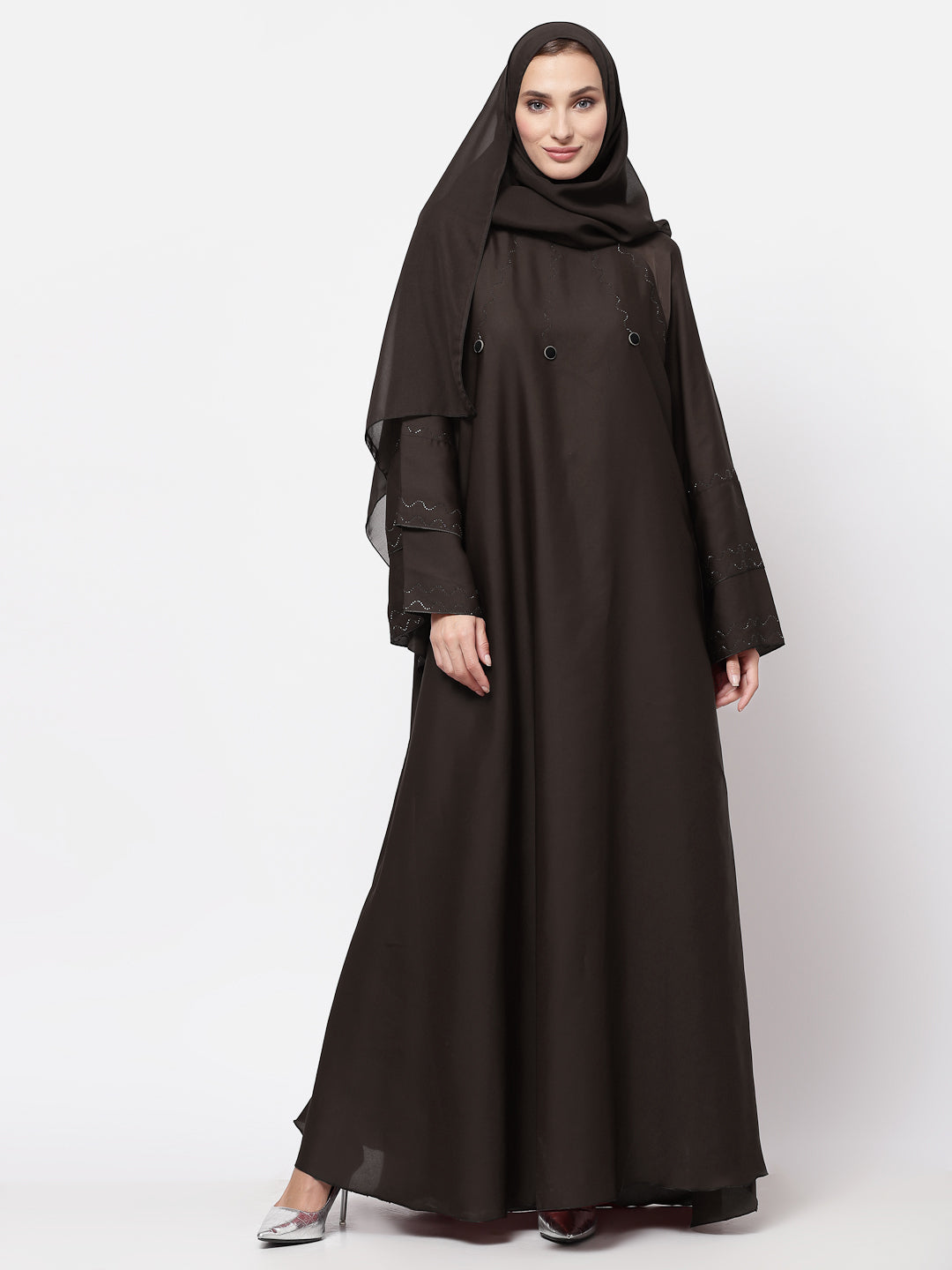 Klotthe Women Brown Embellished Burqa With Scarves – KLOTTHE®