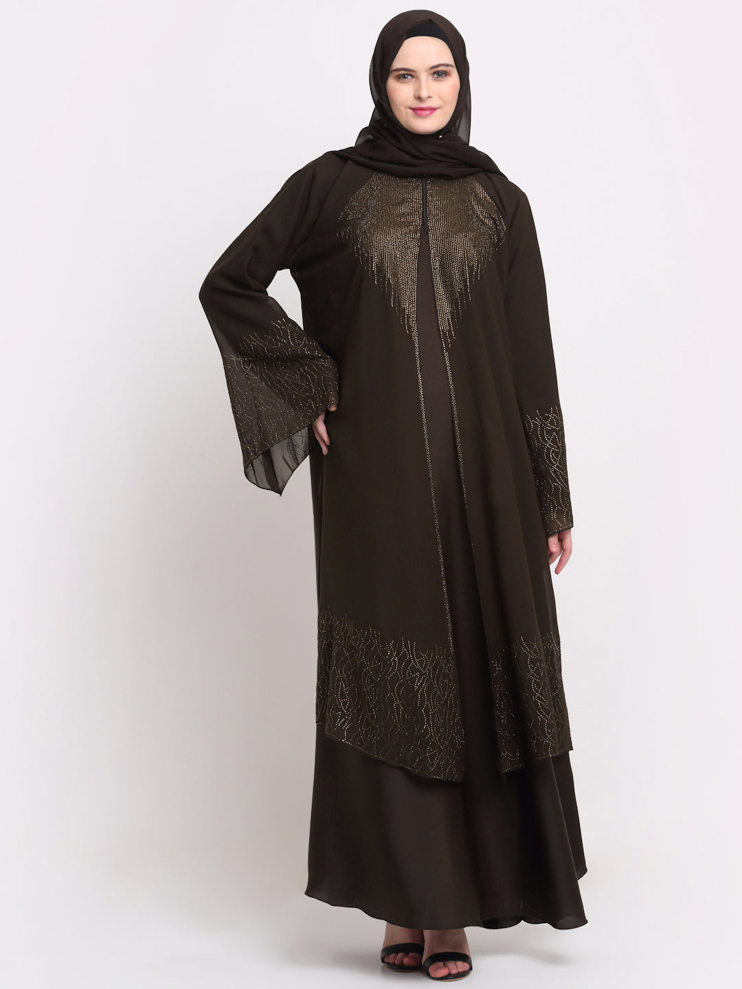 Klotthe Women Brown Embellished Burqa With Scarves – KLOTTHE®