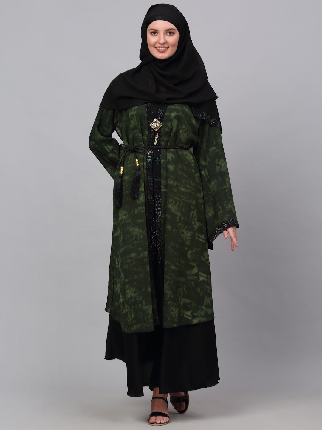 Klotthe Women Multicolor Embellished Burqa With Scarves – KLOTTHE®