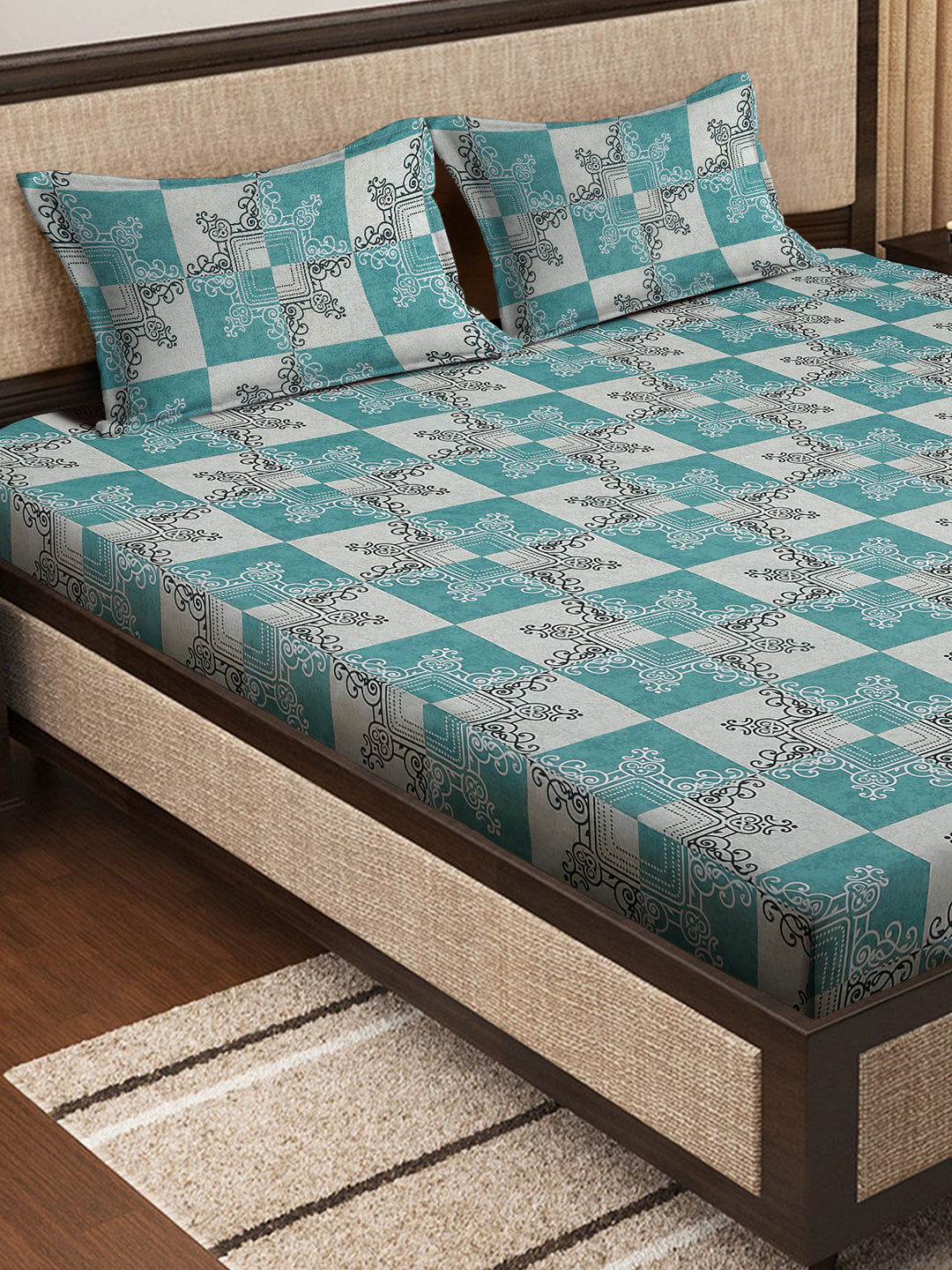 Klotthe Multicolor Floral 400 TC Pure Cotton Super King Double Bedshee ...