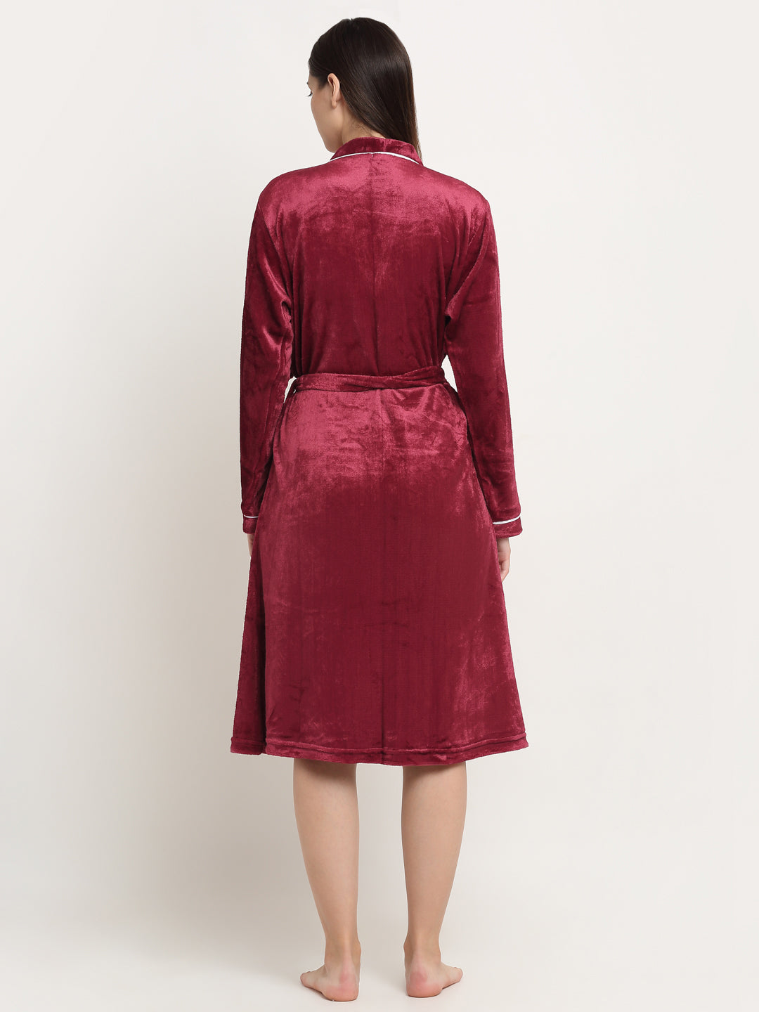 Klotthe Women Red Solid Wool Bath Robe With Belt – KLOTTHE®