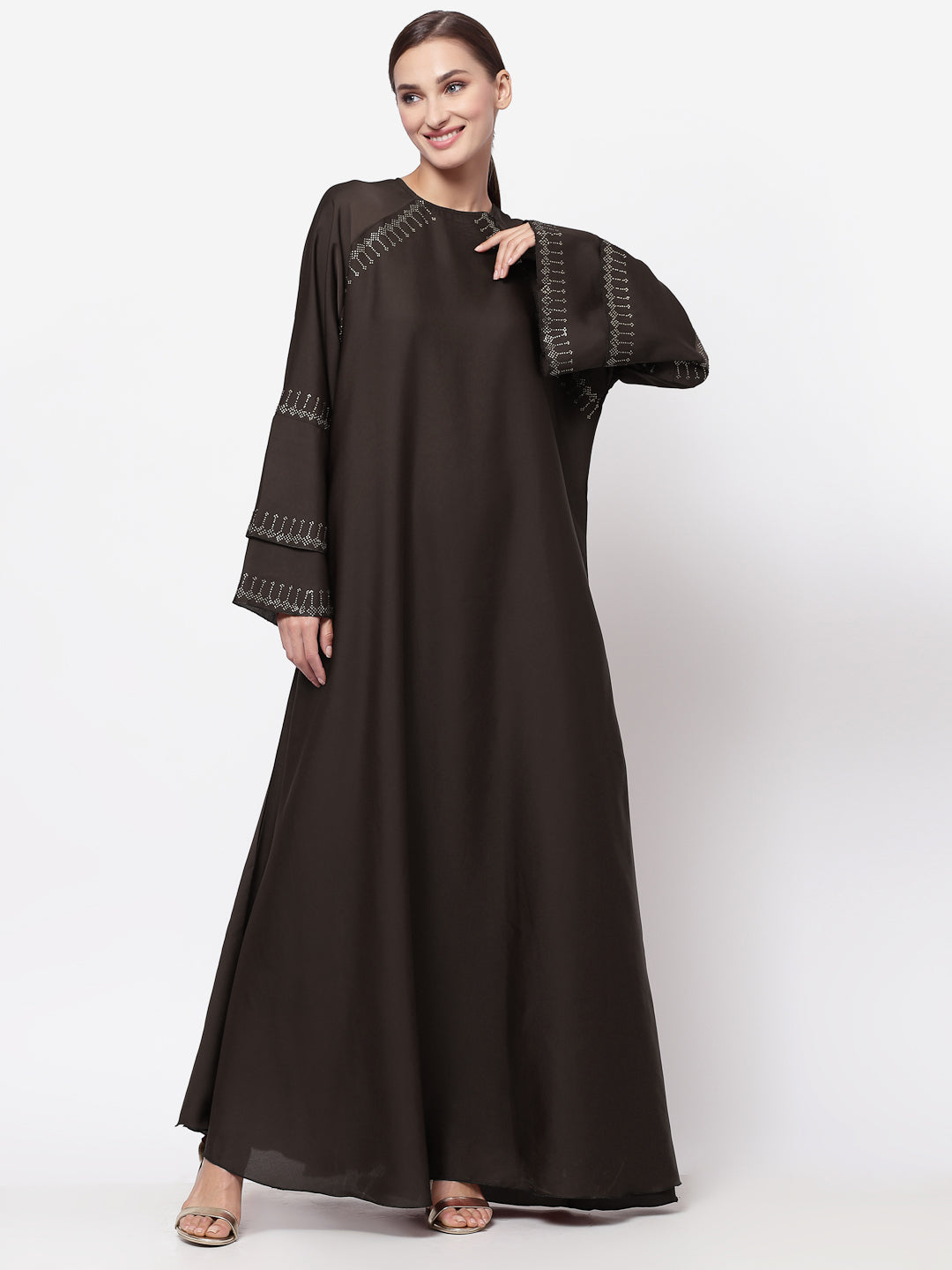 Klotthe Women Brown Embellished Burqa With Scarves – KLOTTHE®